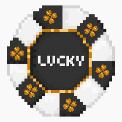 Pixel art poker chipscasino chips black and white Vector Image