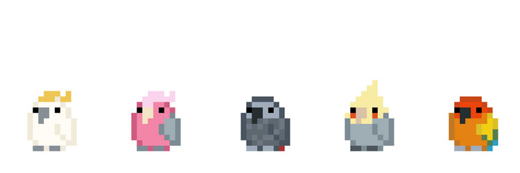 Pixel art pink flamingo detailed isolated Vector Image