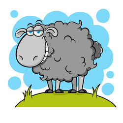 Funny cartoon sheep jumping the fence Royalty Free Vector