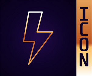 Gold line lightning bolt icon isolated on black Vector Image