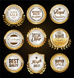 Golden sticker labels Royalty Free Vector Image
