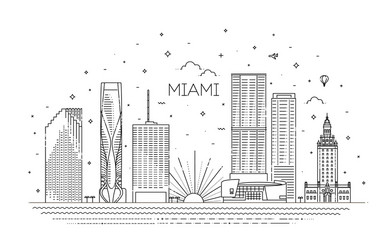 Skyline miami city in usa Royalty Free Vector Image