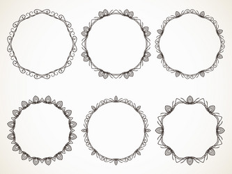 Ornamental calligraphic round frame design Vector Image