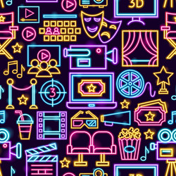 Film strip neon sign Royalty Free Vector Image