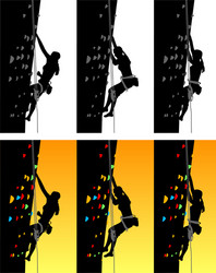 Climbers on a climbing wall Royalty Free Vector Image