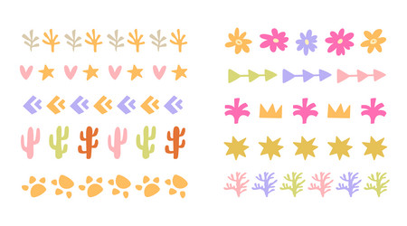 Boho doodle borders set tribal strokes Royalty Free Vector