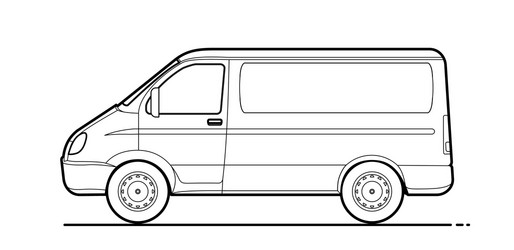 Small van cargo car side view white blank van Vector Image