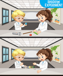 Shadow experiment with scientist kids cartoon Vector Image