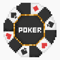 Pixel art poker chipscasino chips black and white Vector Image