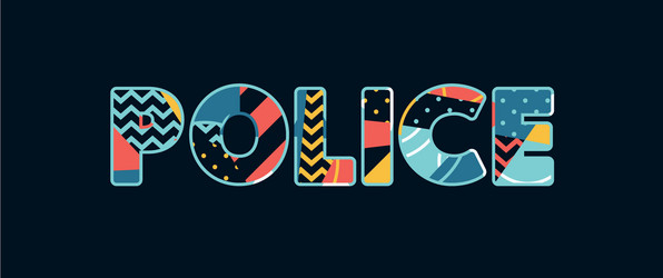Police concept retro colorful word art Royalty Free Vector