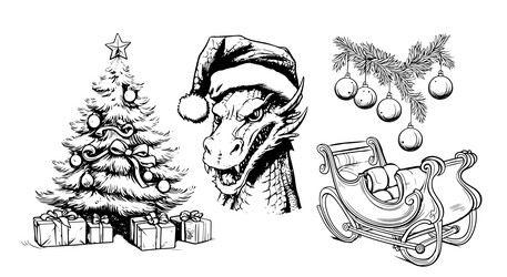 Christmas Scene Line Drawing Vector Images (over 330)