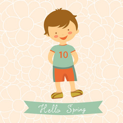 Card spring flowers and girl Royalty Free Vector Image