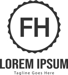 Initial fh logo template with modern frame Vector Image