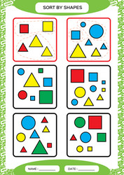 Sort by shapes sorting game group by shapes Vector Image