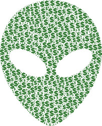 Alien invasion composition of dollar and dots Vector Image