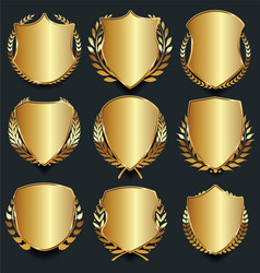Golden shield retro design Royalty Free Vector Image
