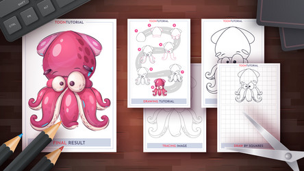 How to draw a squid step by drawing tutorial Vector Image