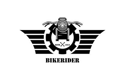 Bike motorcycle rider logo design Royalty Free Vector Image