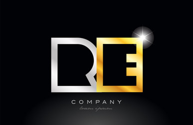 Gold silver alphabet letter er e r combination Vector Image