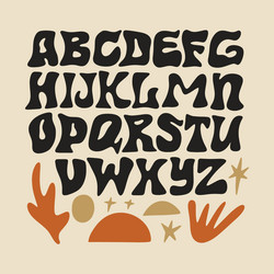 Hippie bohemian groovy postmodern funky font Vector Image