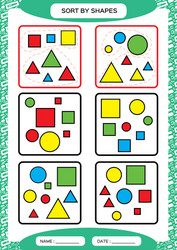 Sort by shapes sorting game group by shapes Vector Image