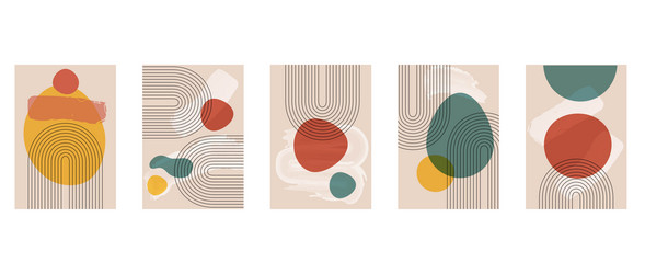 Abstract line shapes art posters collection Vector Image