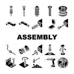 Assembly instruction furniture icons set Vector Image