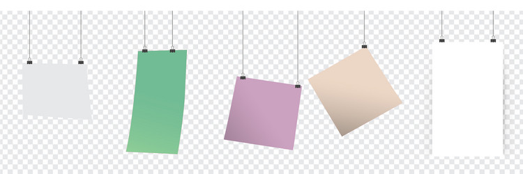 Blank hanging paper sheet with blinder clip Vector Image