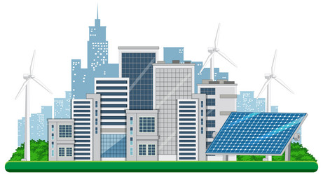 Renewable energy concept with solar and wind Vector Image
