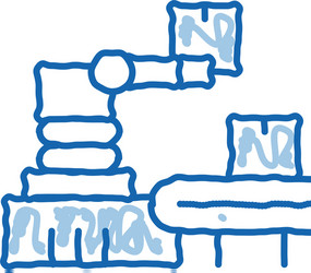 Manufacturing factory tool doodle icon hand drawn Vector Image