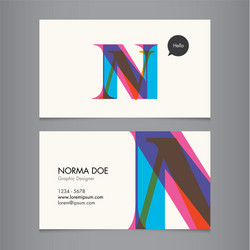 Business card template letter n Royalty Free Vector Image