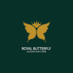 Golden butterfly logo royal logotype Royalty Free Vector