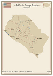 Map of orange county in california usa Royalty Free Vector