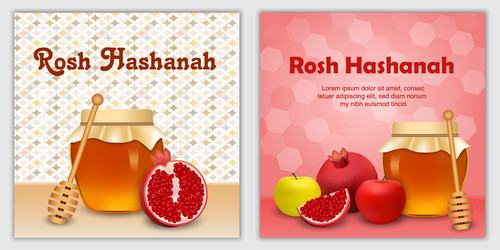 Realistic rosh hashanah posts set isolated Vector Image