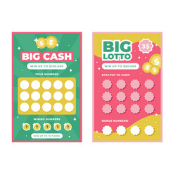 Flat design lottery ticket bundle Royalty Free Vector Image