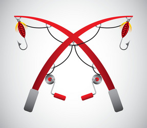 Fishing rods crossed Royalty Free Vector Image