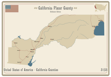 Map of placer county in california usa Royalty Free Vector
