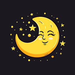 Moon hand-drawn comic doodle style cartoon Vector Image