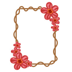 Red flower frame square shape floral border Vector Image
