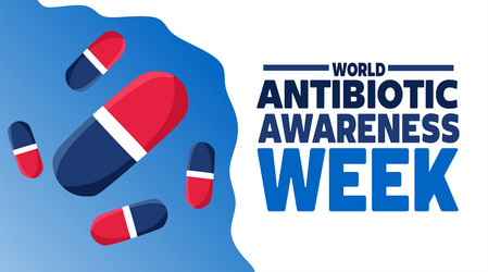World antibiotic awareness week with antibiotics Vector Image