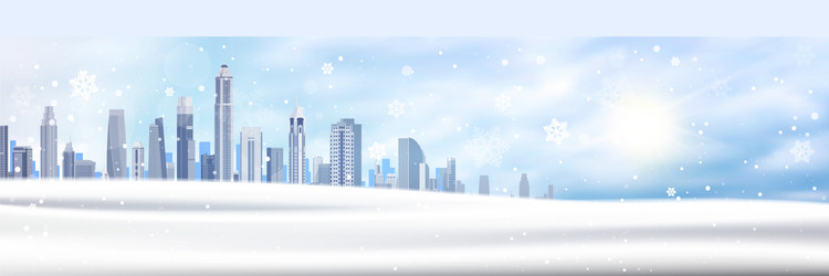 Snowy winter panoramic banner Royalty Free Vector Image