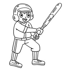Boy wearing baseball helmet isolated coloring page