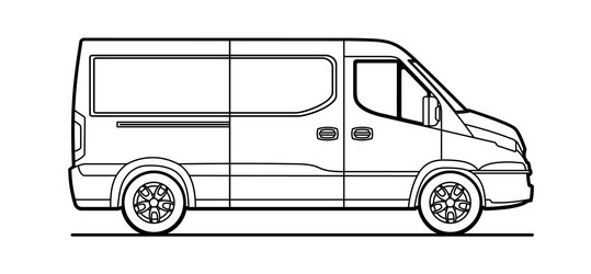 Contour delivery van cargo for coloring book Vector Image