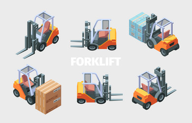Forklift truck storage equipment racks Royalty Free Vector