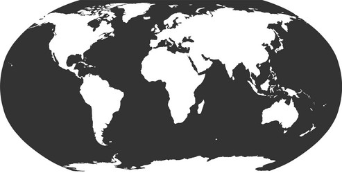 World map in robinson projection with meridians Vector Image