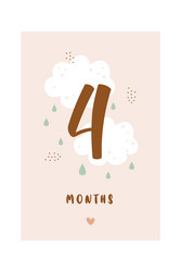 Eight month baby lettering in scandinavian Vector Image