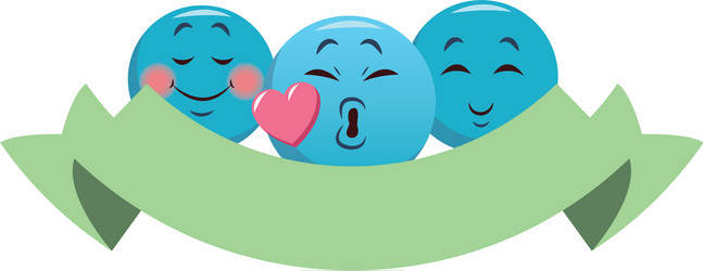 Chat emoticons with ribbon banner scribble Vector Image