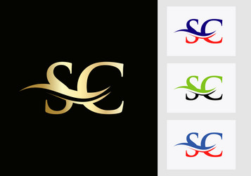 Initial linked letter sc logo design modern Vector Image
