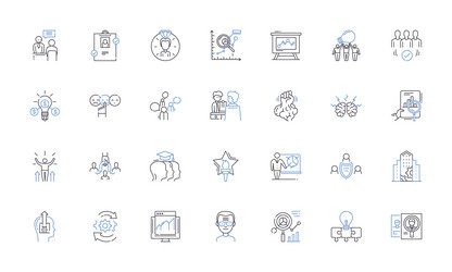 Superintendent line icons collection Royalty Free Vector
