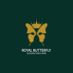 Golden butterfly logo royal logotype Royalty Free Vector